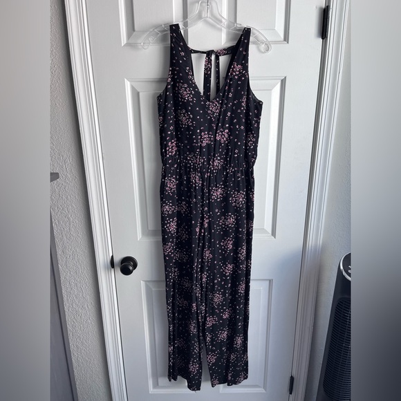 LOFT | Pants & Jumpsuits | Loft Black Pink Floral Jumpsuit | Poshmark